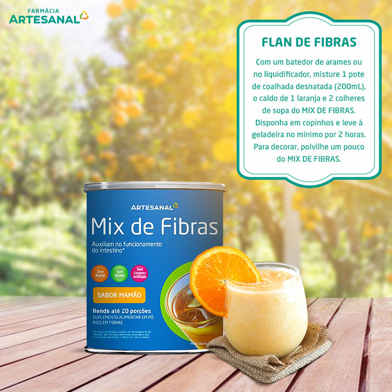 Mix de Fibras Sabor Mamão - 240g | Linha Bem-estar - Artesanal